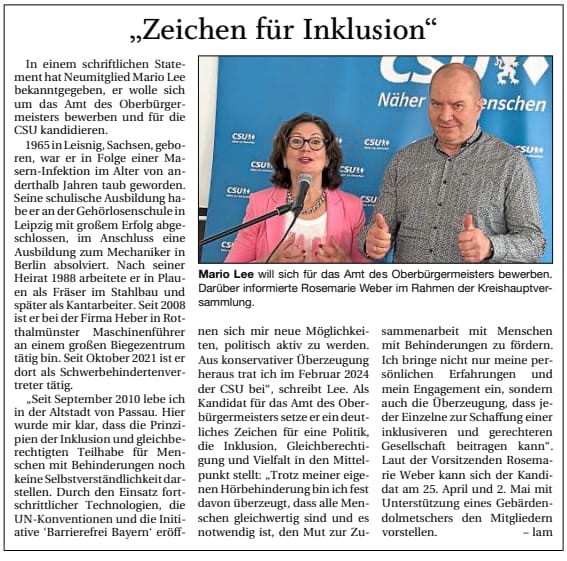 Kandidatur für Oberbürgermeister: Herausforderungen und Rückzug – Mario ...